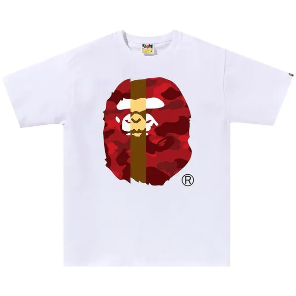 A BATHING APE Color Camo Transform Big Ape Head Tee /red - White