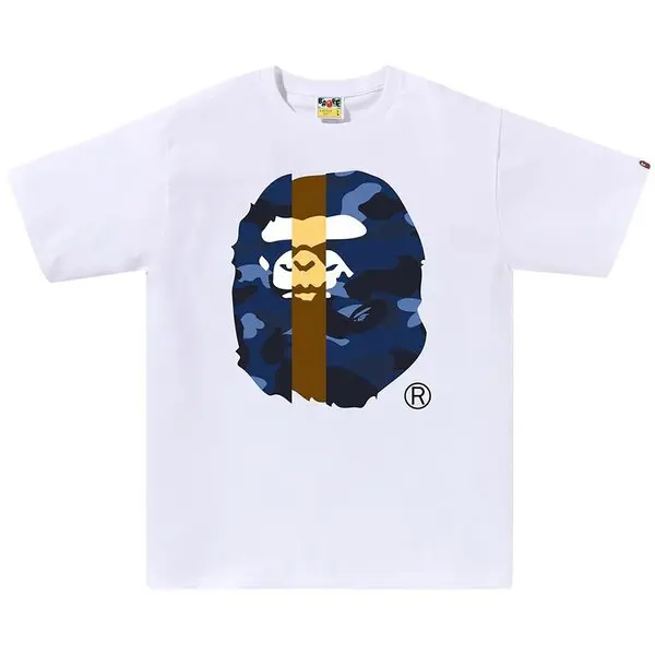 A BATHING APE Color Camo Transform Big Ape Head Tee /navy - White