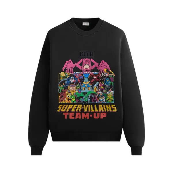 Kith X Marvel Team Up Vintage Nelson Crewneck - Black