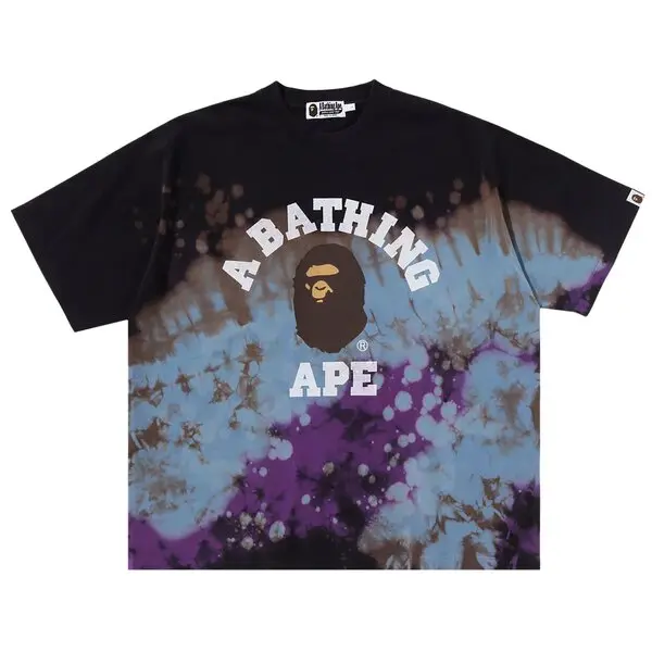 A BATHING APE Tie Dye College Relaxed Fit Tee - Black