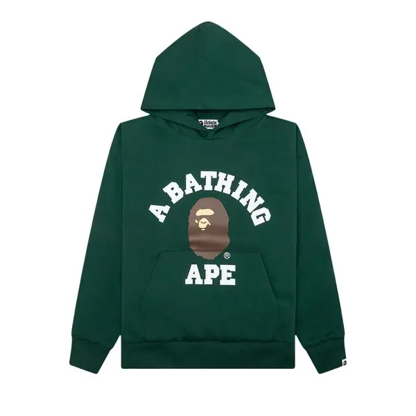 A BATHING APE College Puffy Relaxed Fit Pullover Hoodie - Green