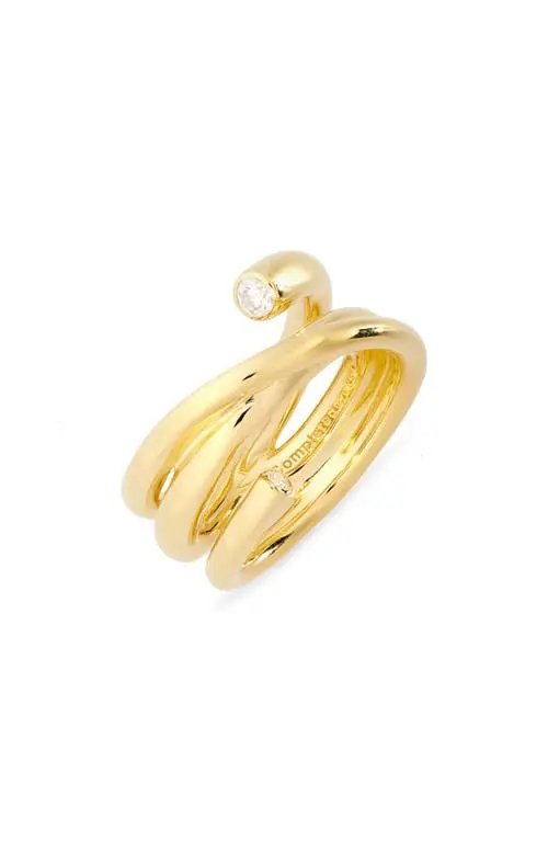 Completedworks Coil Cubic Zirconia Ring - 18ct Gold Plated