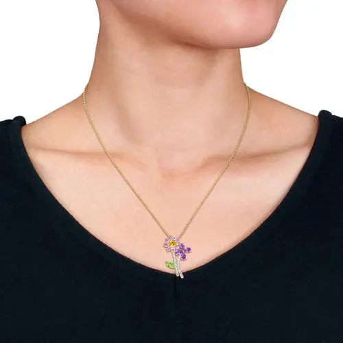 JULIANNA B. Multi-gemstone Flower Necklace