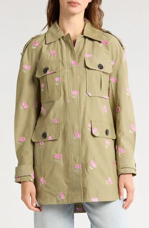 Avec Les Filles Cherry Embroidered Utility Jacket