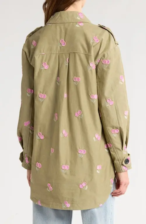 Avec Les Filles Cherry Embroidered Utility Jacket