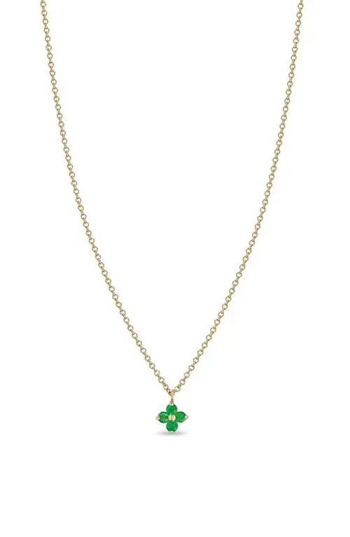 Zoe Chicco Emerald Pendant Necklace - 14k Yellow Gold