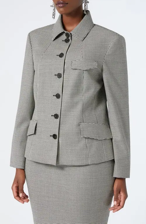 Marina Rinaldi Houndstooth Virgin Wool Twill Jacket