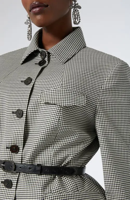 Marina Rinaldi Houndstooth Virgin Wool Twill Jacket