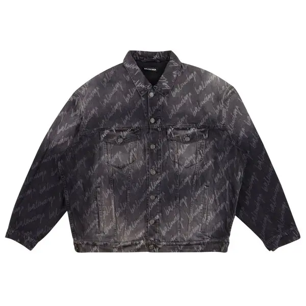 Balenciaga All-over Logo Oversized Denim Jacket