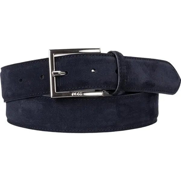 BOSS Suede Belt With Pin Buckle - Dark Blue