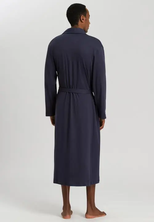 Hanro Night And Day Cotton Shawl Collar Robe - Black Iris