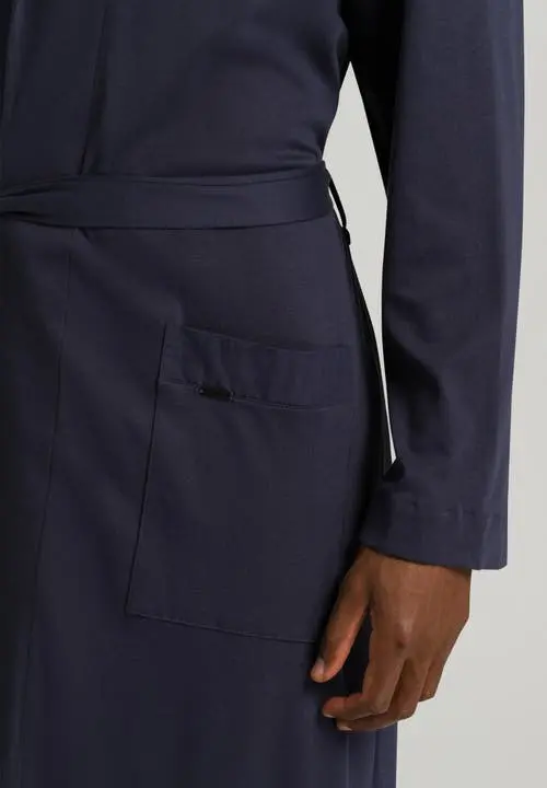 Hanro Night And Day Cotton Shawl Collar Robe - Black Iris