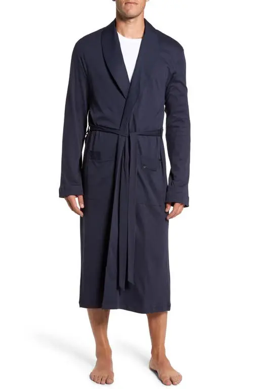 Hanro Night And Day Cotton Shawl Collar Robe - Black Iris
