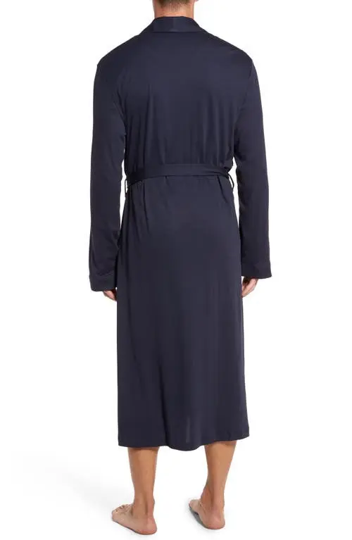 Hanro Night And Day Cotton Shawl Collar Robe - Black Iris