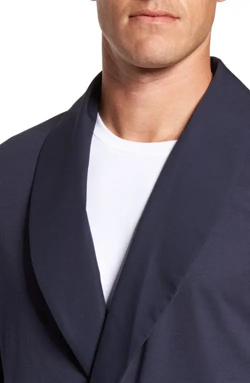 Hanro Night And Day Cotton Shawl Collar Robe - Black Iris