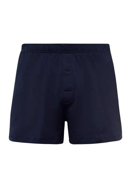 Hanro Cotton Sporty Button Fly Cotton Boxer - Midnight Navy
