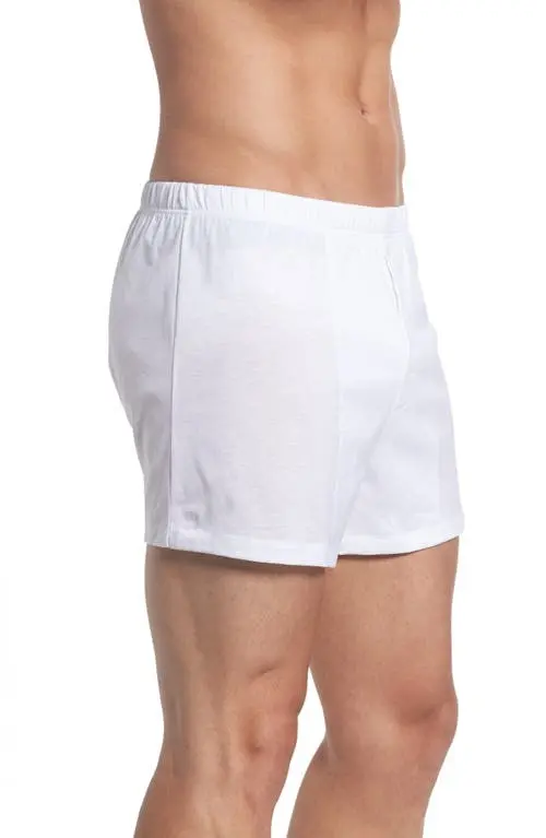 Hanro Cotton Sporty Button Fly Cotton Boxer - White