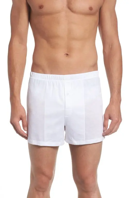 Hanro Cotton Sporty Button Fly Cotton Boxer - White