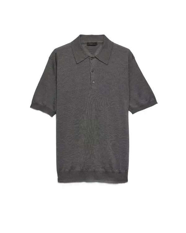 Prada Cashmere And Silk Polo Shirt - Grey