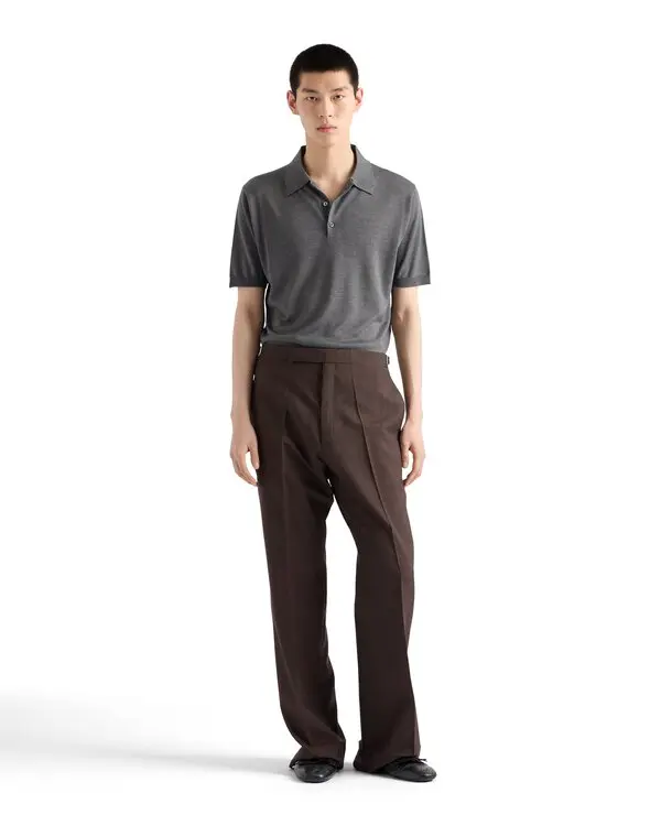 Prada Cashmere And Silk Polo Shirt - Grey