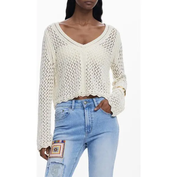 Desigual Open Stitch V-neck Sweater