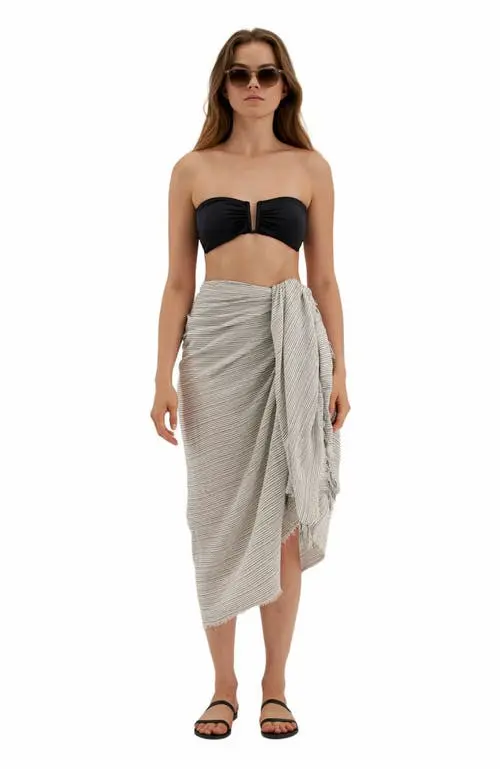 GOTTEX BEACH LIFE Smile Swim Cover Up Sarong Wrap Skirt - Black/ivory