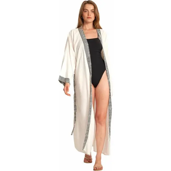 GOTTEX BEACH LIFE Lee Midi Swim Cover Up Kimono - Cream