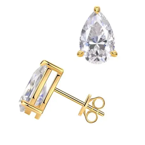 DONATELLO GIAN Sterling Silver-tone Crystal Stud Earrings - Gold
