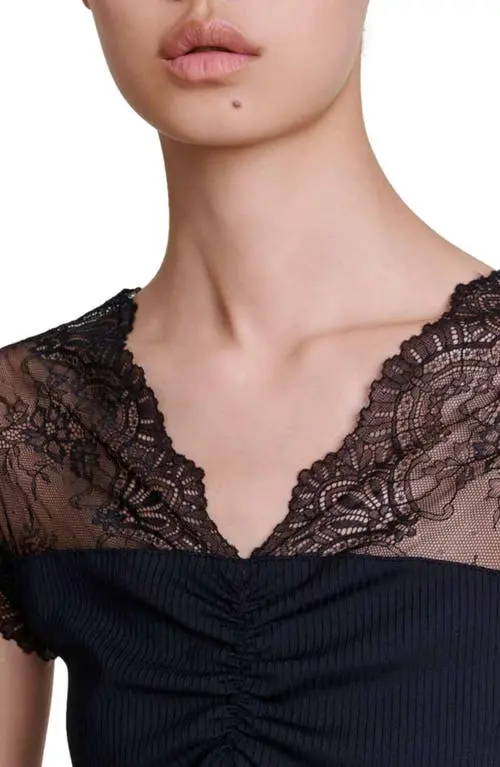 Maje Jersey Top With Lace