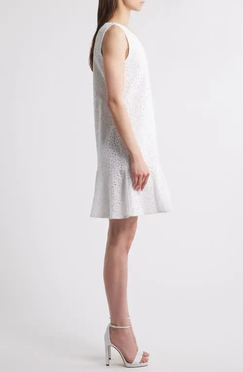 Kobi Halperin Eyelet Sleeveless Dress With Ruffle Hem