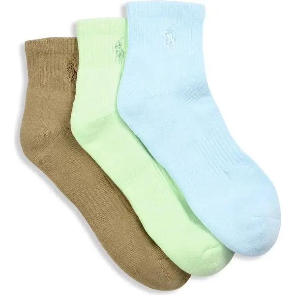 Ralph Lauren Big & Tall Classic Quarter-top Socks 3 Pack - Blue