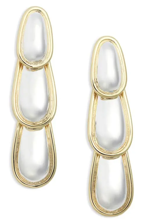 Argento Vivo Convex Linear Drop Earrings - Two Tone