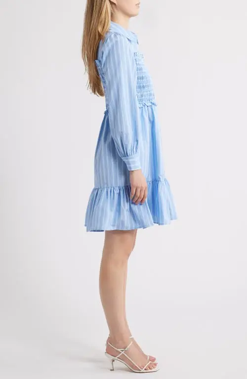 Eliza J Smock Bodice Striped Shirtdress