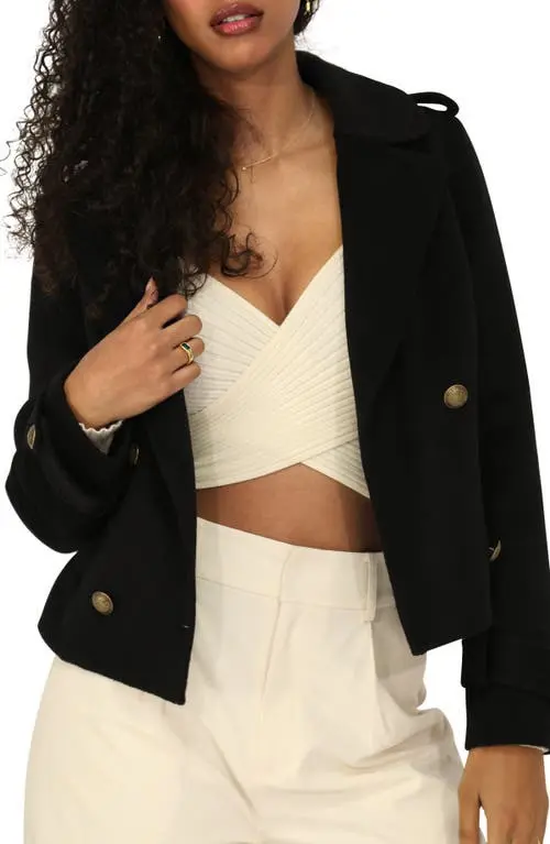 BELLE & BLOOM Cropped Pea Coat - Black