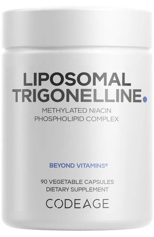 CODEAGE Liposomal Trigonelline, 250 Mg Per Serving, Plant-based Alkaloid Supplement - White