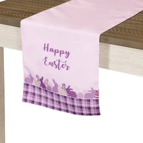 NORTHLIGHT Happy Easter Plaid Table Runner72"