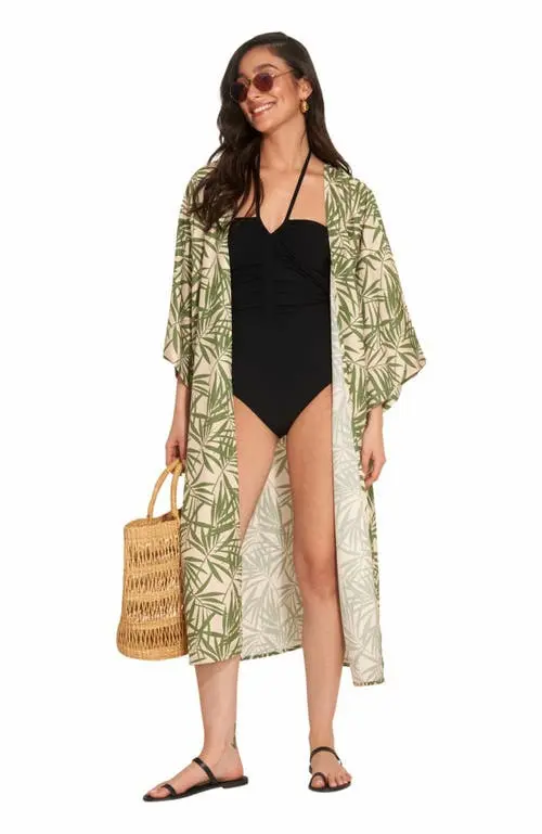 GOTTEX BEACH LIFE Noam Short Sleeves Swim Cover Up Kimono - Multi/green