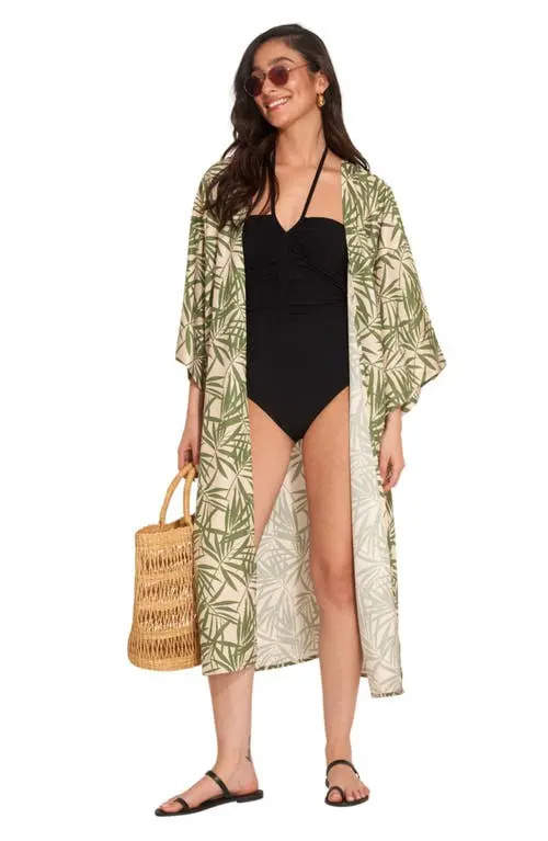 GOTTEX Noam Short Sleeves Swim Cover Up Robe - Multi/green