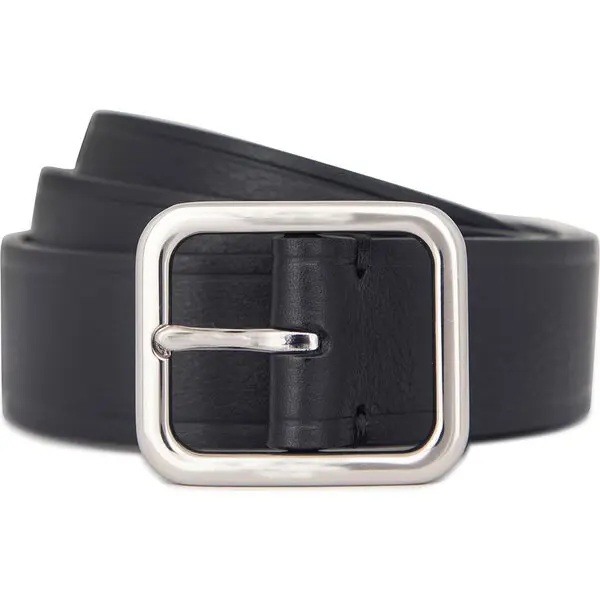 Vince Pebbled Leather Belt - Black