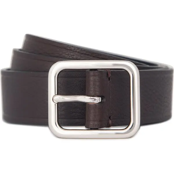 Vince Pebbled Leather Belt - Chocolate