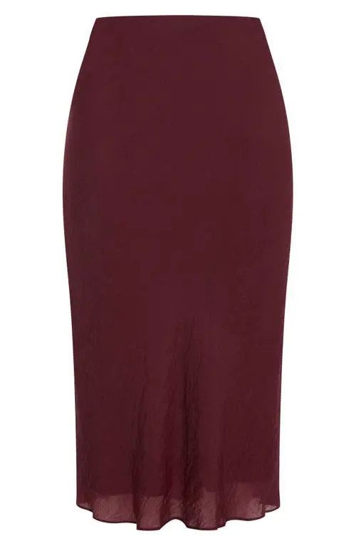 City Chic Kyra Crinkled Midi Skirt - Dark Cherry
