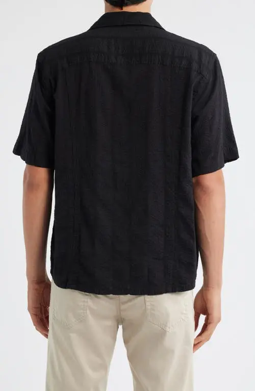 CORRIDOR Stripe Seersucker Camp Shirt - Black