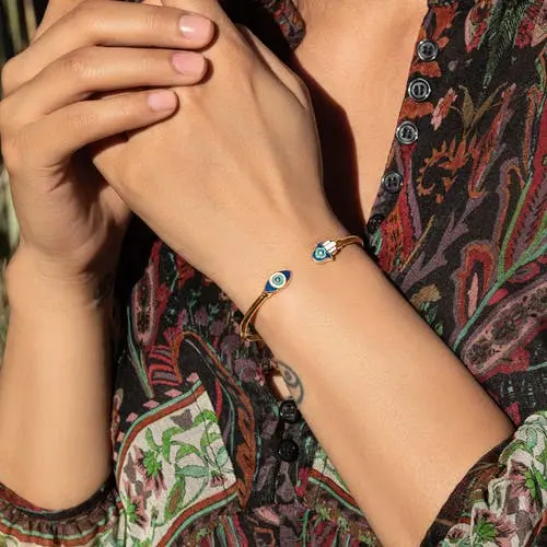 KARMA AND LUCK Enamel Hamsa Evil Eye Cuff