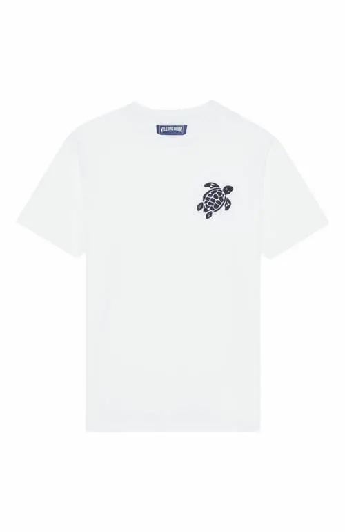Vilebrequin Embroidered Turtle Cotton T-shirt - Blanc