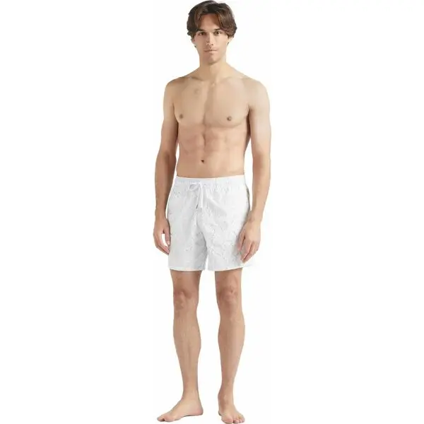 Vilebrequin Jacquard Ronde Des Tortues Swim Trunks - Off White