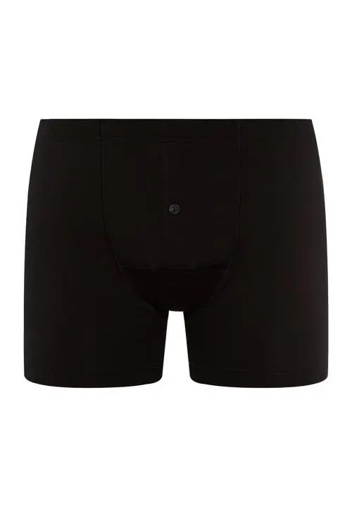 Hanro Cotton Sensation Long Leg Boxer Brief With Fly - Black