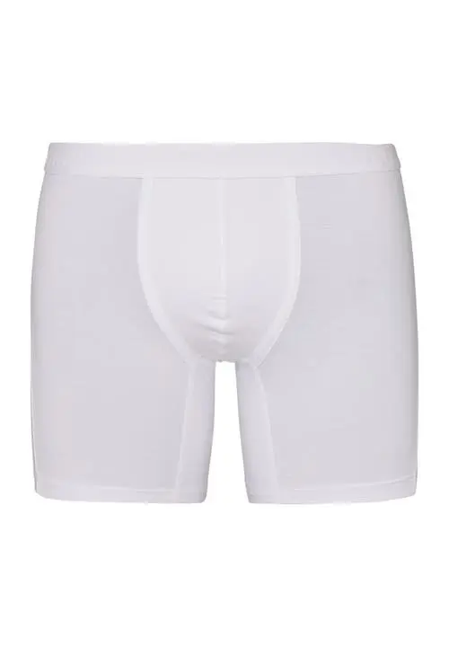 Hanro Cotton Essentials Cotton Long Boxer Brief - All White