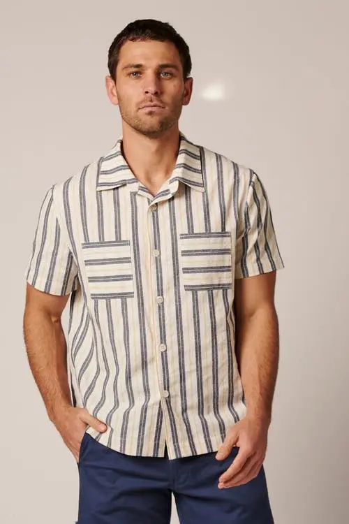 LEISURE LAB Catalina Button Up - Blue Stripes