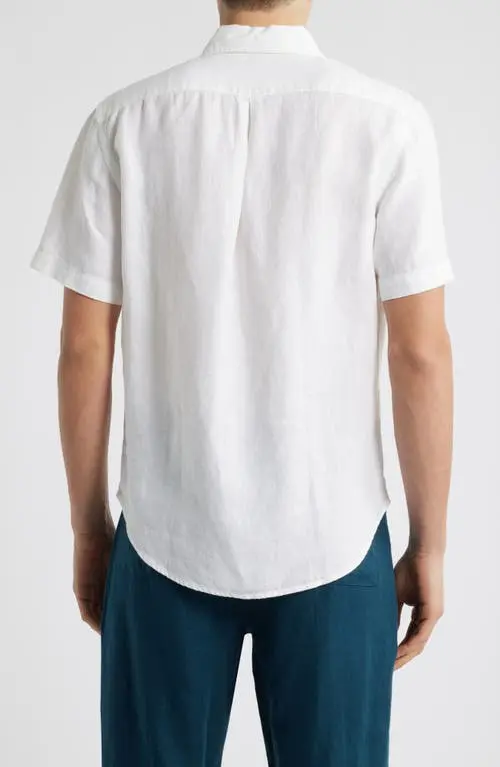 ALEX CRANE Ola Linen Short Sleeve Button-up Shirt - Snow