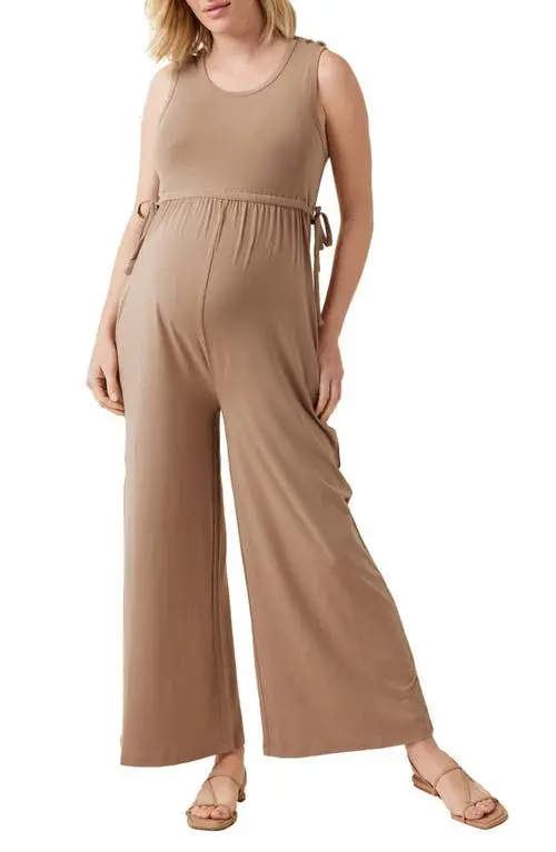 INGRID & ISABEL® Wide Leg Maternity Jumpsuit - Latte